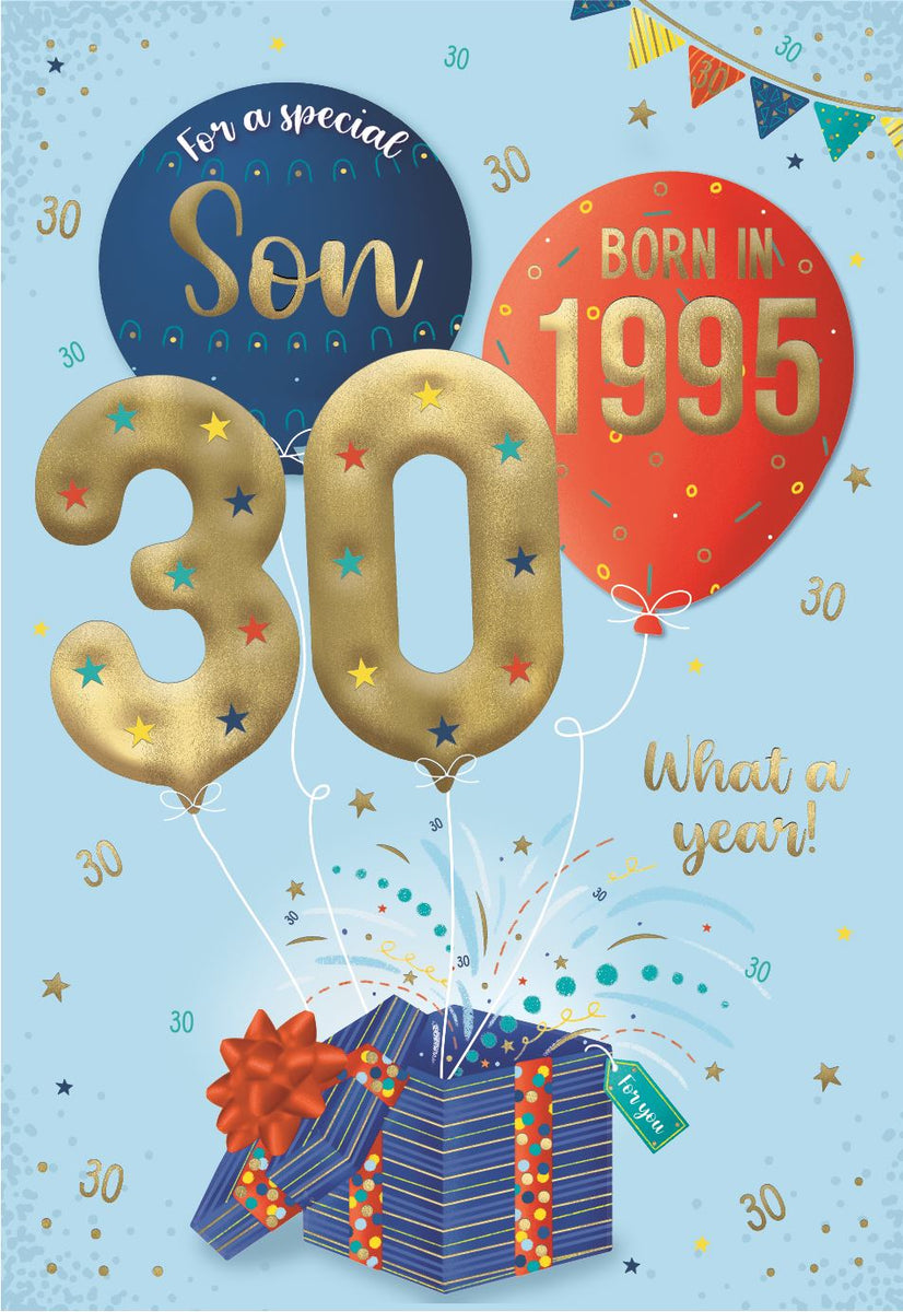 Son 30th birthday card- Born in 1995 – Cards Through The Post.com