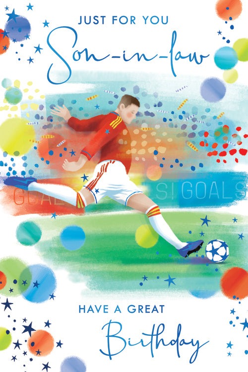 Son-in-law birthday card - football – Cards Through The Post.com