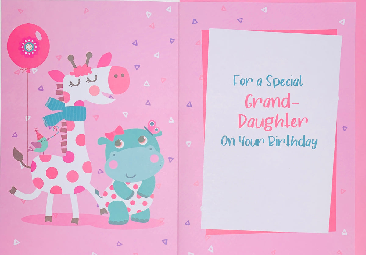 Granddaughter birthday card- cute animals – Cards Through The Post.com