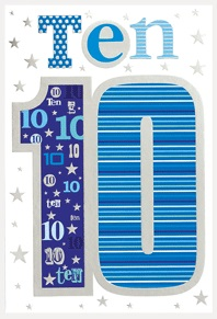 Age 10 birthday card- modern text – Cards Through The Post.com