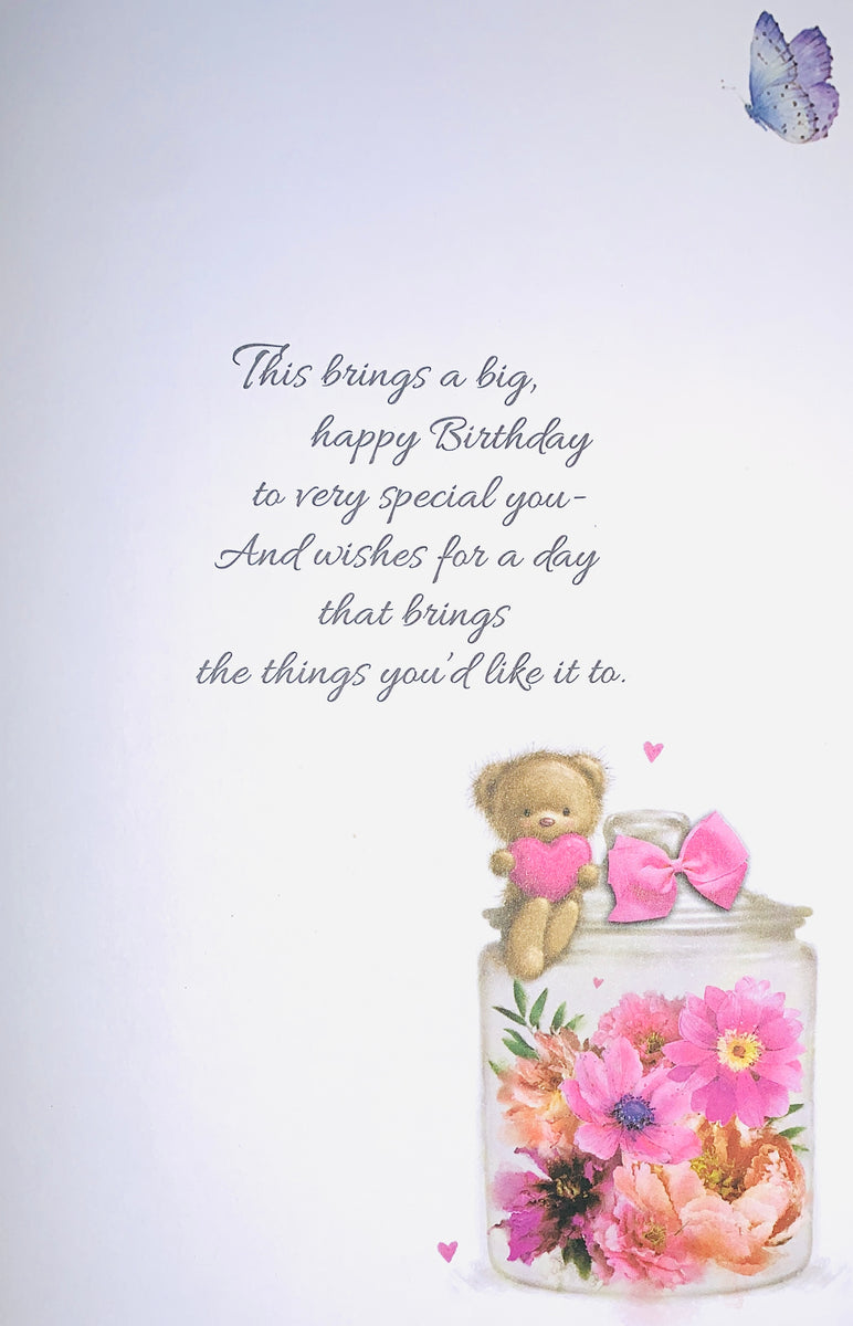 General birthday card for her- cute bear – Cards Through The Post.com