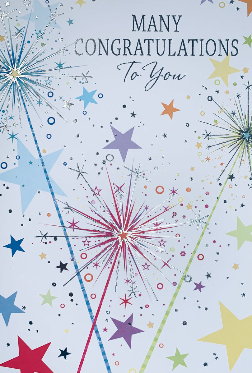 Congratulations card sparklers and stars – Cards Through The Post.com