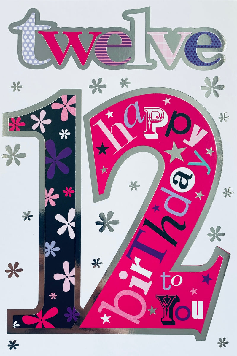 Age 12 birthday card- modern – Cards Through The Post.com
