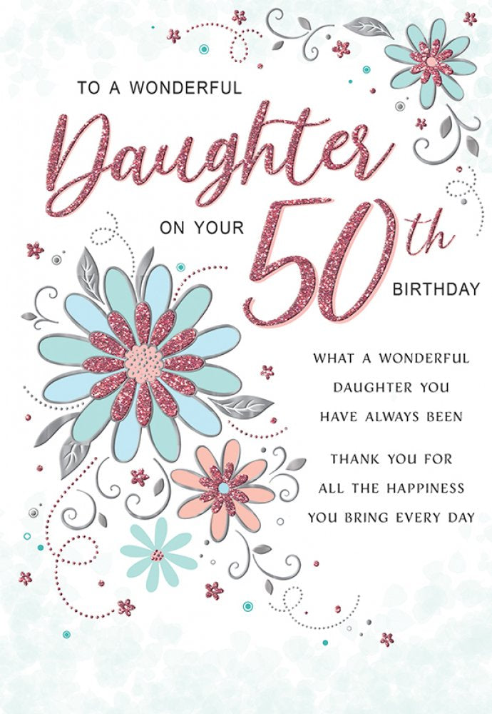 Daughter 50th birthday card - Nova – Cards Through The Post.com