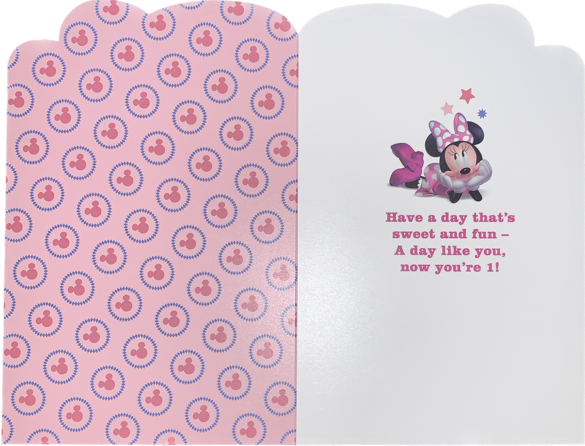 Minnie Mouse age 1 birthday card – Cards Through The Post.com